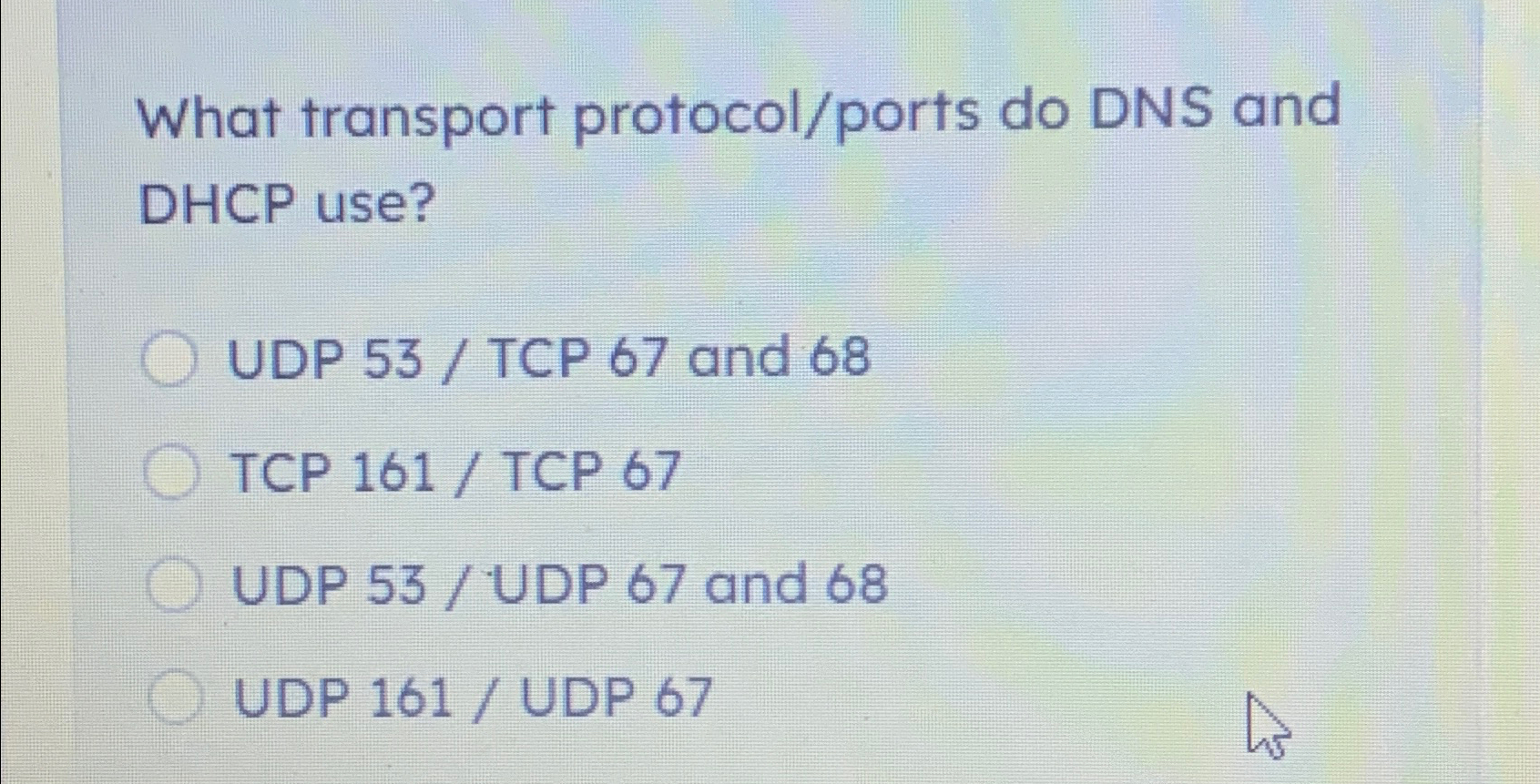 Solved What transport protocol/ports do DNS and DHCP use?UDP | Chegg.com