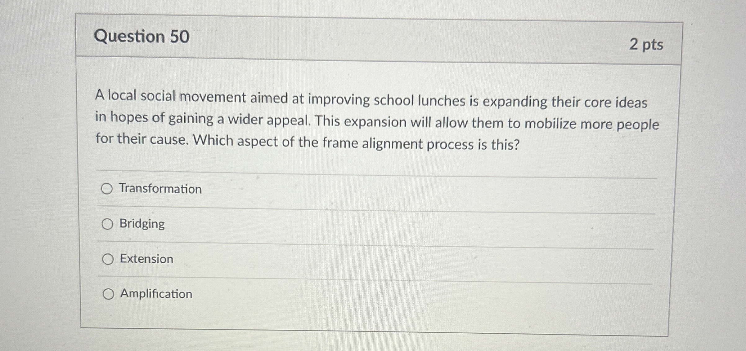 Solved Question 502 ﻿ptsA local social movement aimed at | Chegg.com
