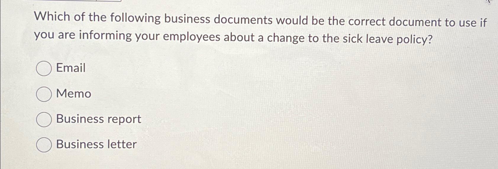 Solved Which of the following business documents would be | Chegg.com