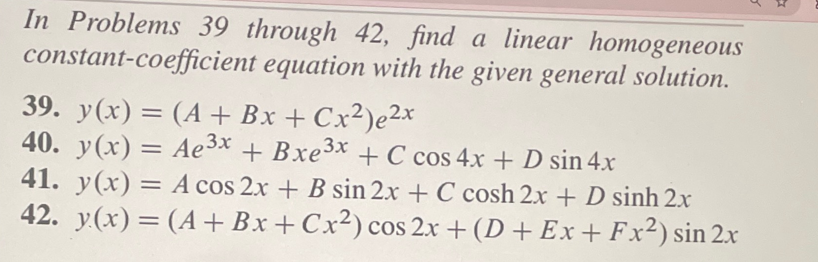 In Problems 39 ﻿through 42, ﻿find a linear | Chegg.com