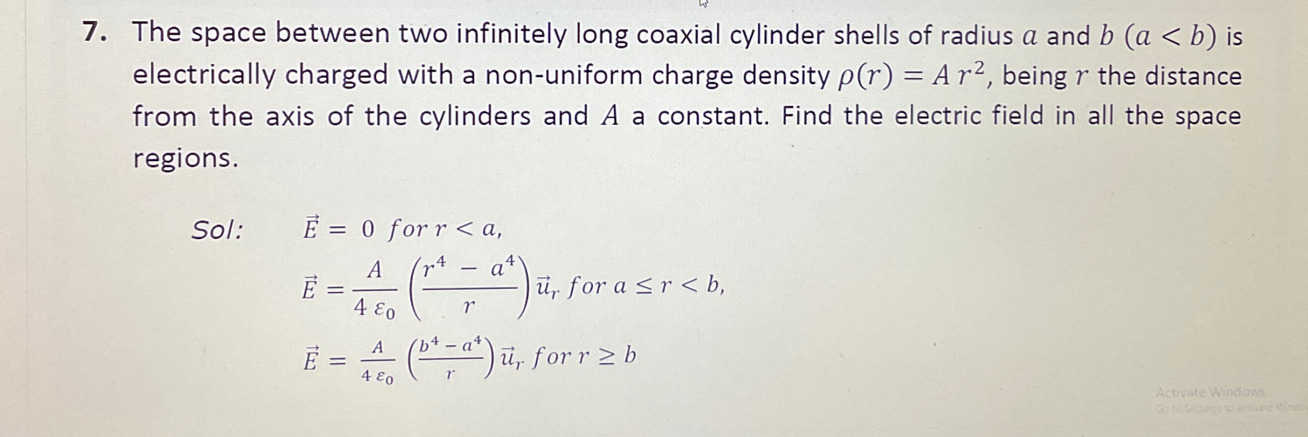 Solved The space between two infinitely long coaxial | Chegg.com