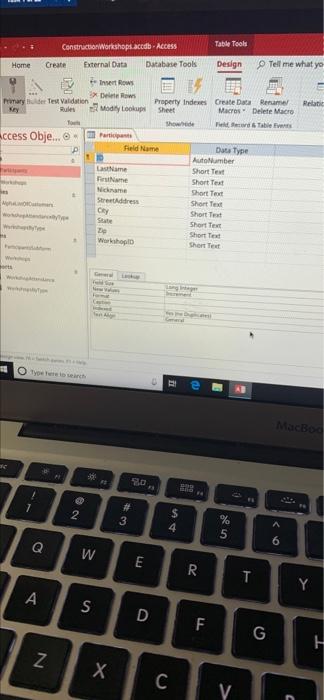 Solved With the Participants table open in Design view, make | Chegg.com