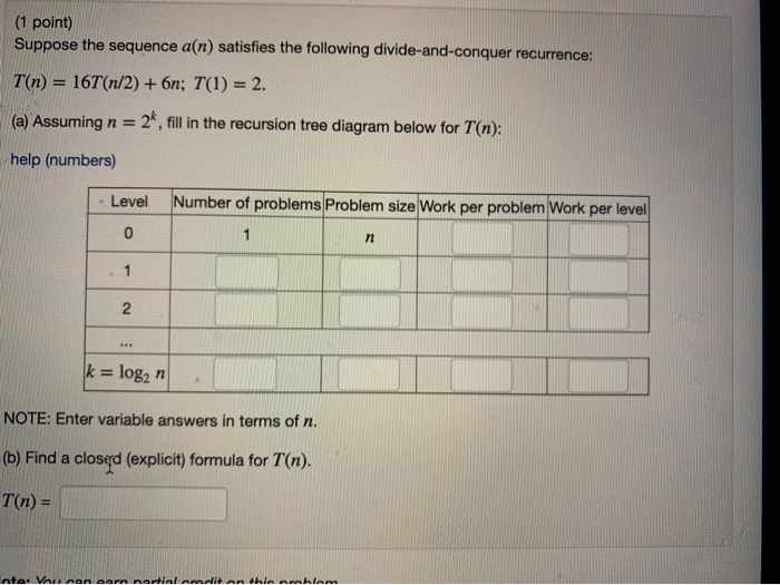 Solved (1 point) Suppose the sequence a(n) satisfies the | Chegg.com