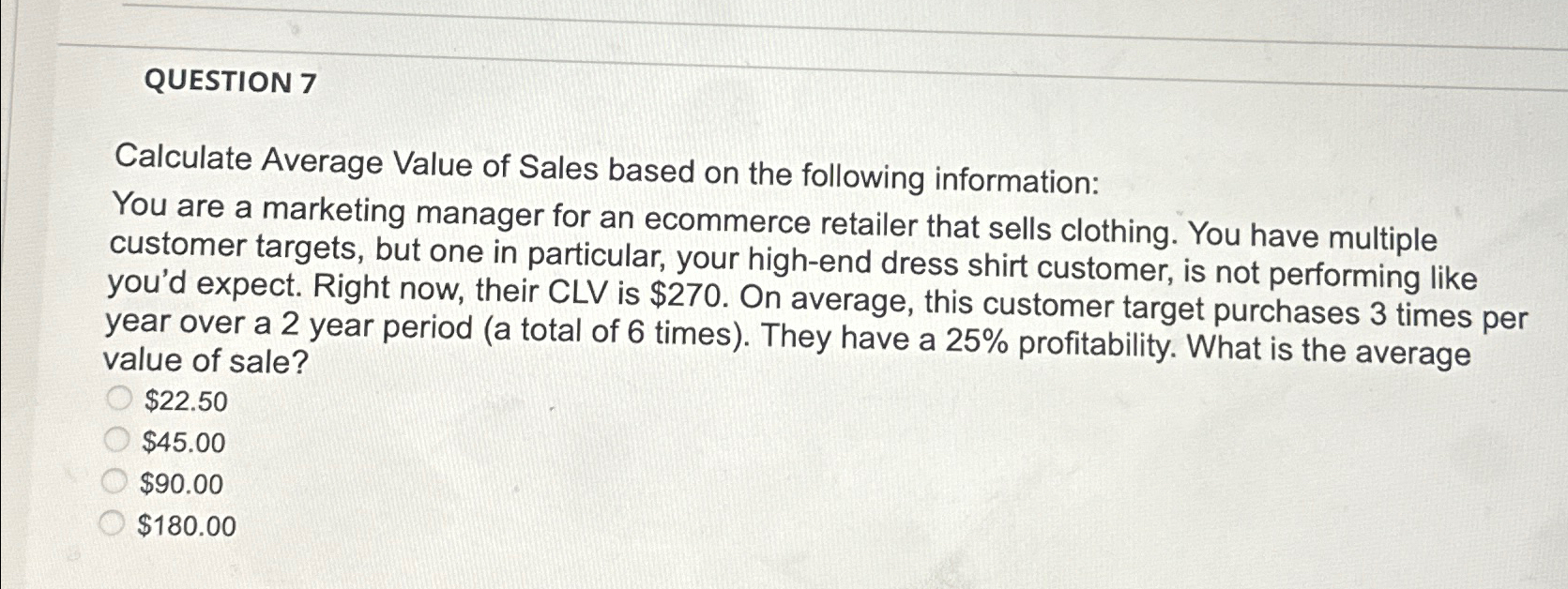 Solved QUESTION 7Calculate Average Value of Sales based on | Chegg.com