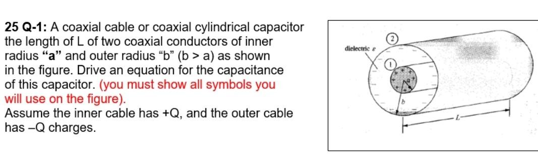 25 Q-1: A coaxial cable or coaxial cylindrical | Chegg.com