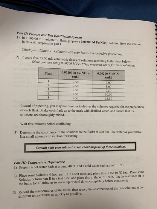 CHEMICAL EQUILIBRIUM PRE-LAB ASSIGNMENT Calculate the | Chegg.com