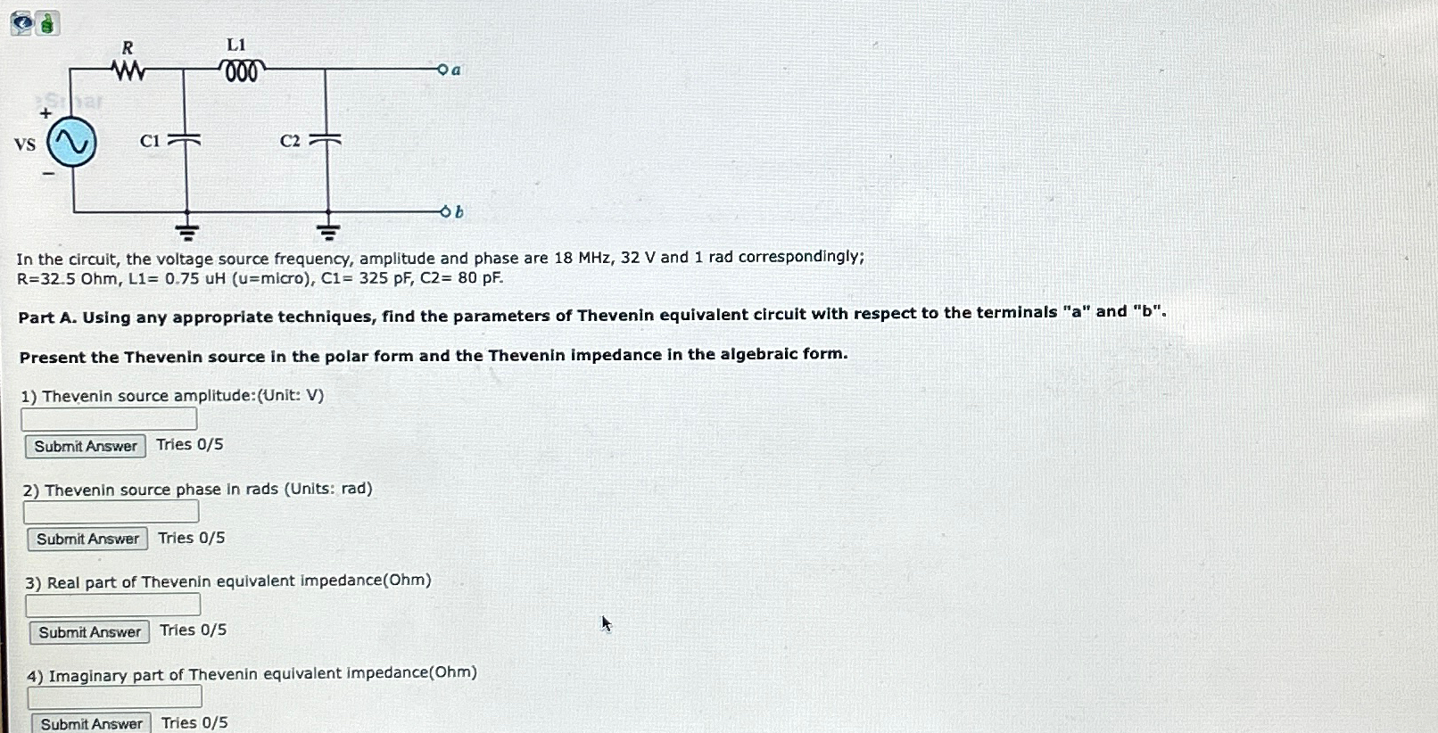 In the circuit, the voltage source frequency, | Chegg.com