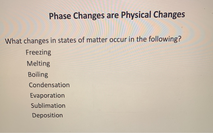 Solved Phase Changes are Physical Changes What changes in | Chegg.com
