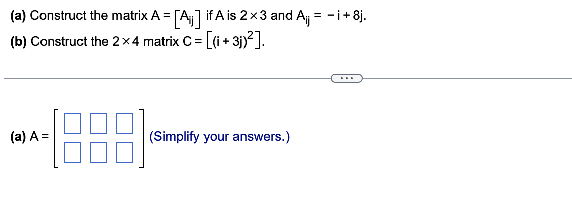 Solved (a) ﻿Construct the matrix Upper A equals left | Chegg.com
