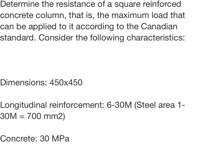Solved Determine the resistance of a square reinforced | Chegg.com