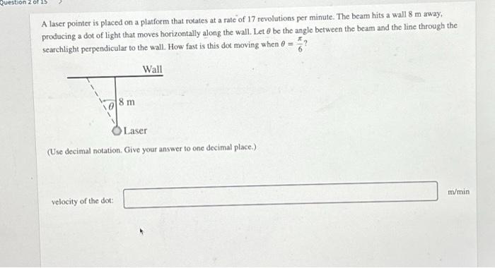 Solved Question 2 of 15 A laser pointer is placed on a | Chegg.com