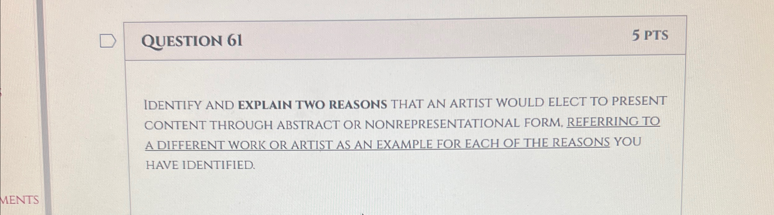 Solved IDENTIFY AND EXPLAIN TWO REASONS THAT AN ARTIST WOULD | Chegg.com