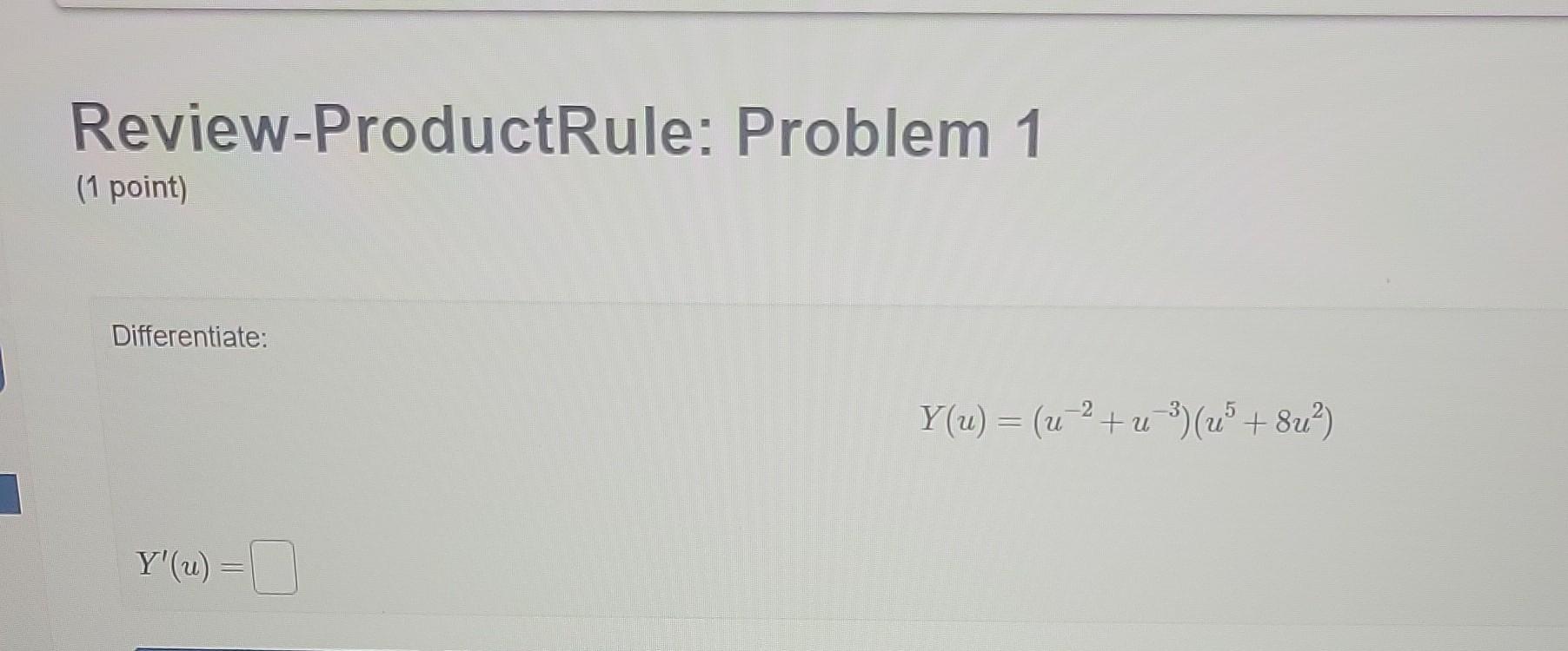 Solved Review-ProductRule: Problem 1 (1 point) | Chegg.com