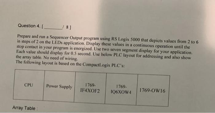 Question 4 8 Prepare And Run A Sequencer Output 