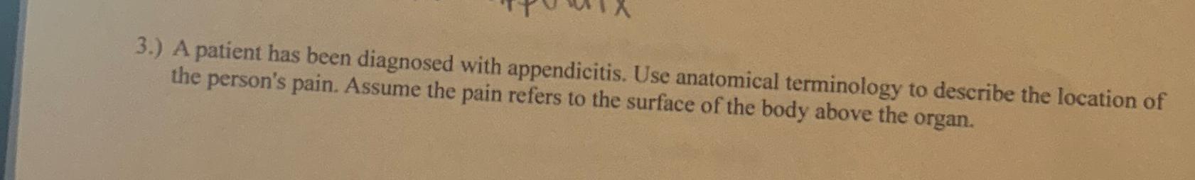 Solved 3.) ﻿A patient has been diagnosed with appendicitis. | Chegg.com