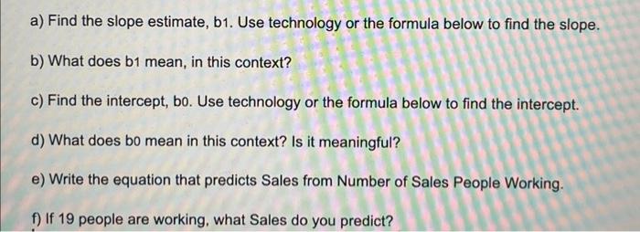 Solved Data table a) Find the slope estimate, b1. Use | Chegg.com