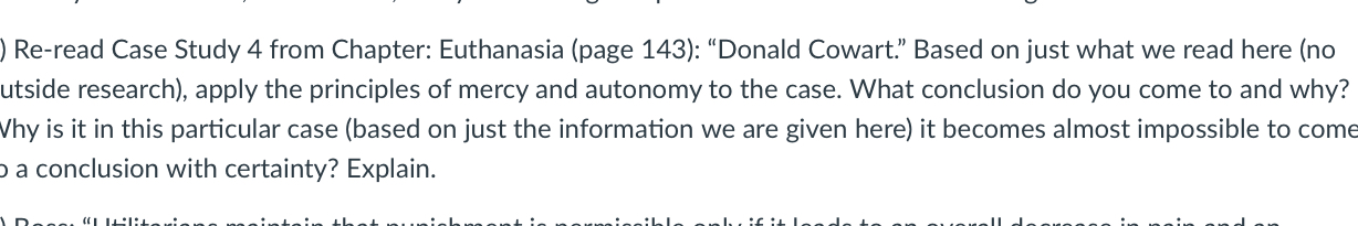 Solved Re-read Case Study 4 ﻿from Chapter: Euthanasia (page | Chegg.com