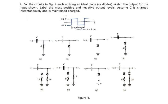 Solved 4. For the circuits in Fig. 4 each utilizing an ideal | Chegg.com