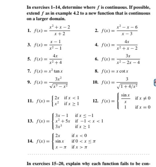 Solved In exercises 1-14, determine where f is continuous. | Chegg.com