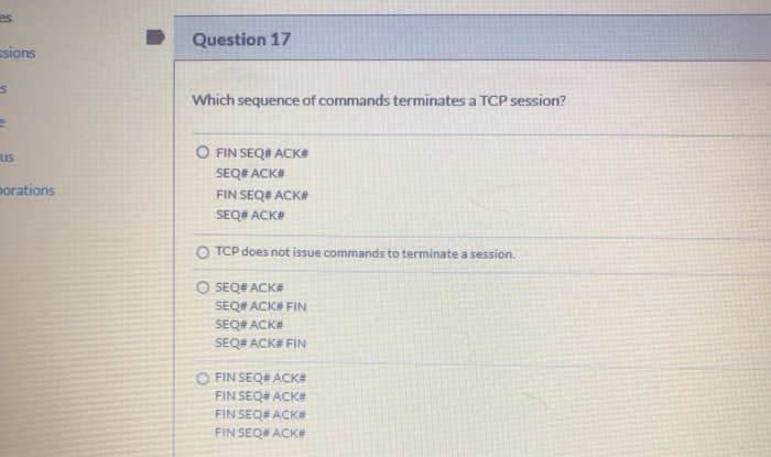Solved Question 17 sions Which sequence of commands | Chegg.com