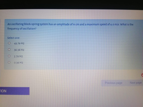 Solved An oscillating block spring system has an amplitude | Chegg.com