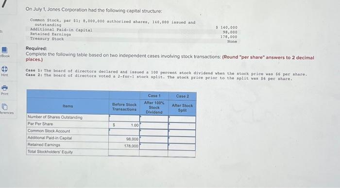 Solved Complete the following table based on two independent | Chegg.com