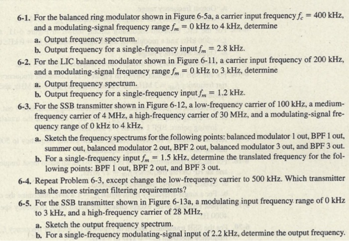 6-1. For the balanced ring modulator shown in Figure | Chegg.com