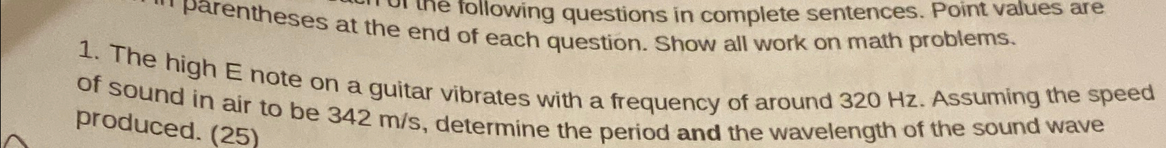 Solved The high E note on a guitar vibrates with a frequency | Chegg.com