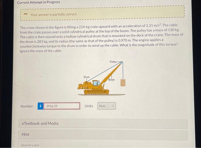 Solved The crane shown in the figure is lifting a 224−kg | Chegg.com