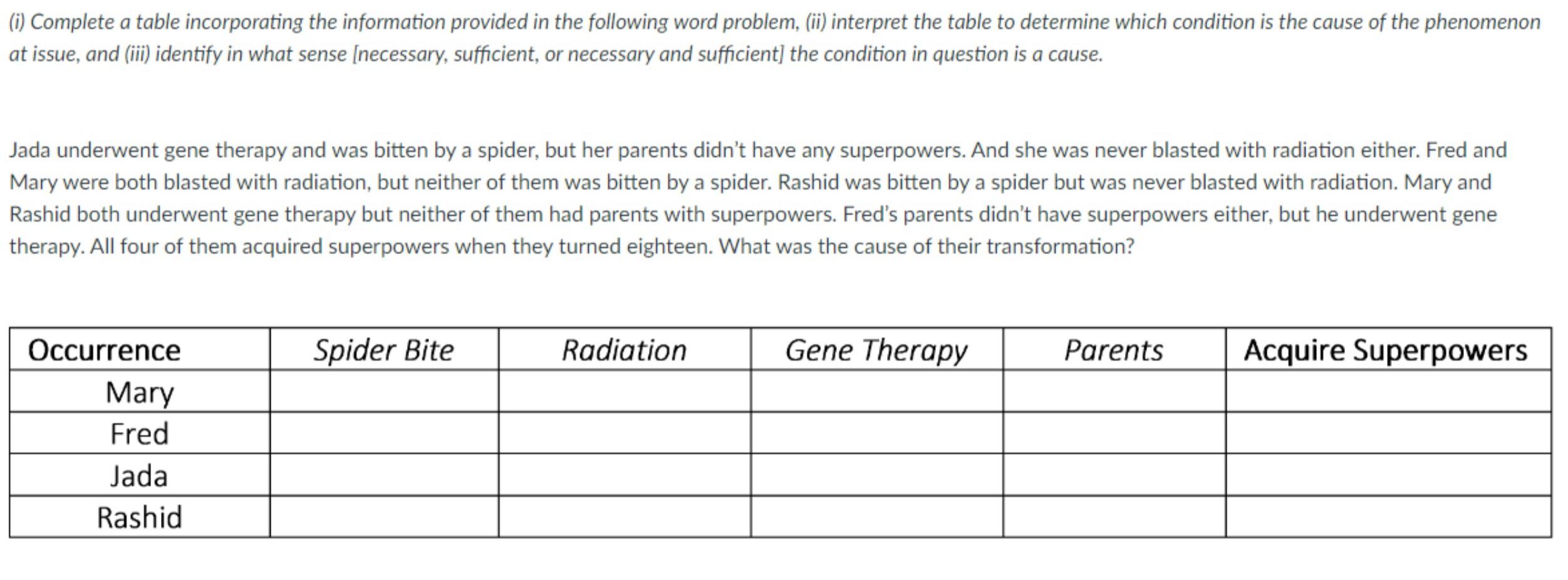 (i) ﻿Complete a table incorporating the information | Chegg.com