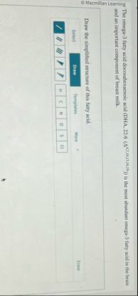 Solved The conega-3 ﻿farry acid docosahexacnoic acid | Chegg.com