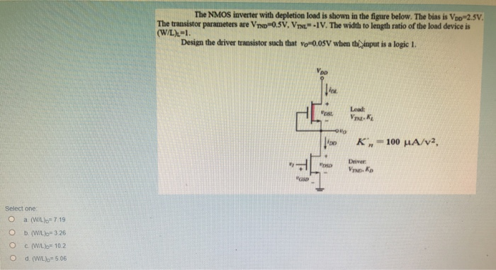 Solved The NMOS inverter with depletion load is shown in the | Chegg.com