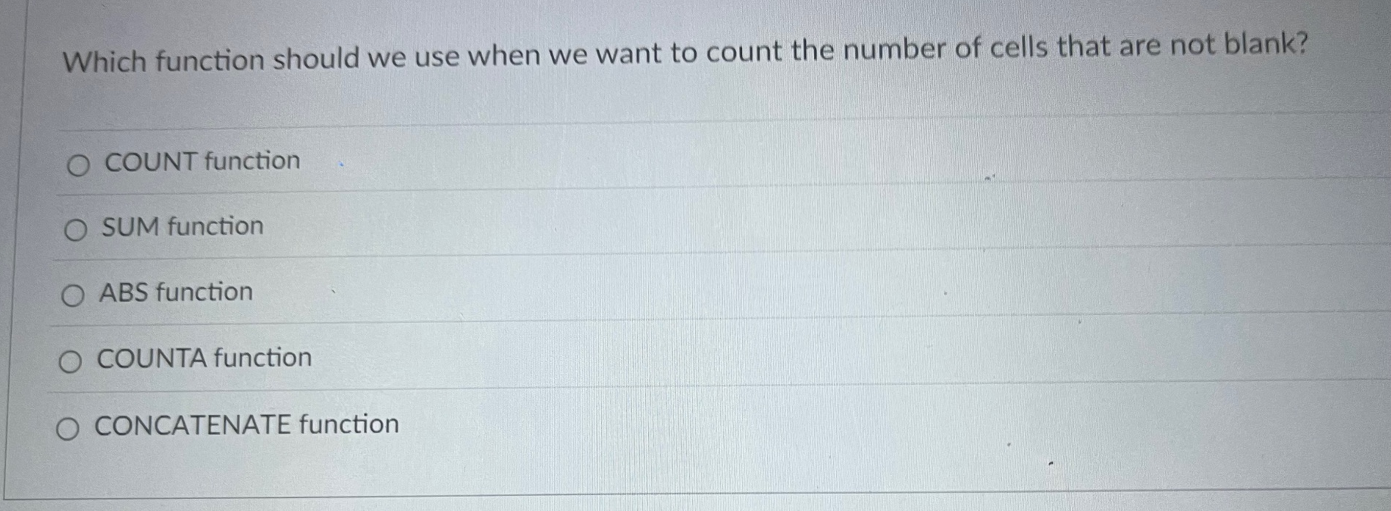 Solved Which function should we use when we want to count | Chegg.com