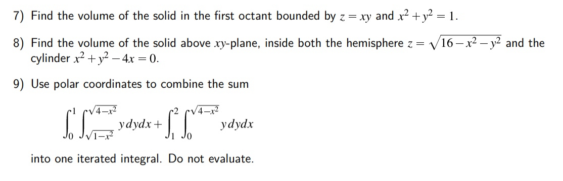Solved Find the volume of the solid in the first octant | Chegg.com