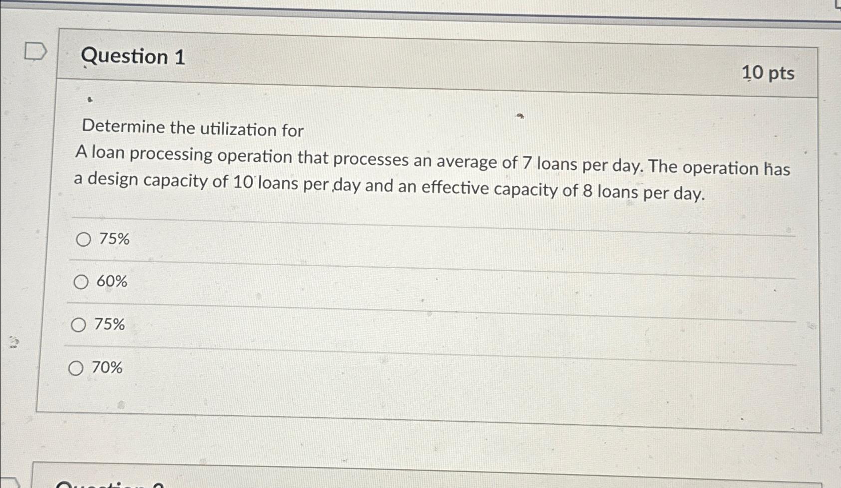 Solved Question 110ptsDetermine the utilization forA loan | Chegg.com
