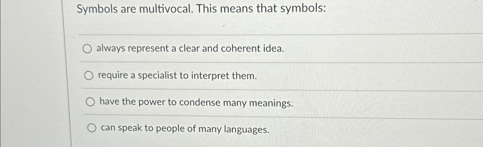 Solved Symbols are multivocal. This means that | Chegg.com