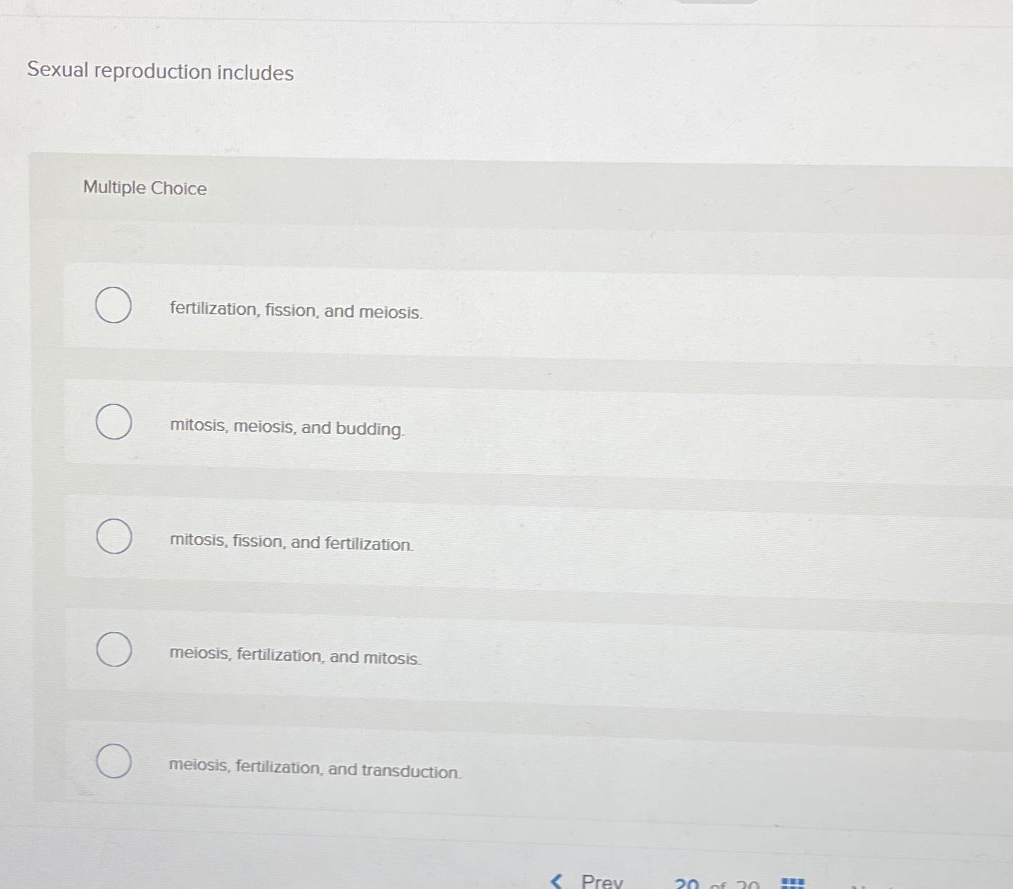 Solved Sexual reproduction includesMultiple | Chegg.com