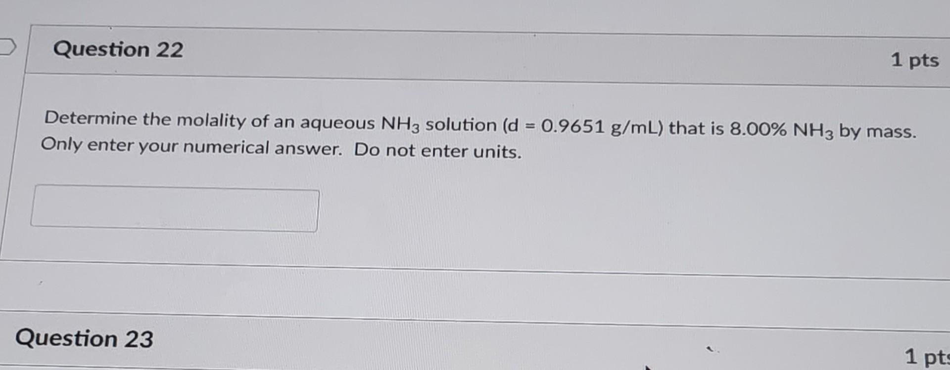 Solved Determine the molality of an aqueous NH3 solution ( | Chegg.com