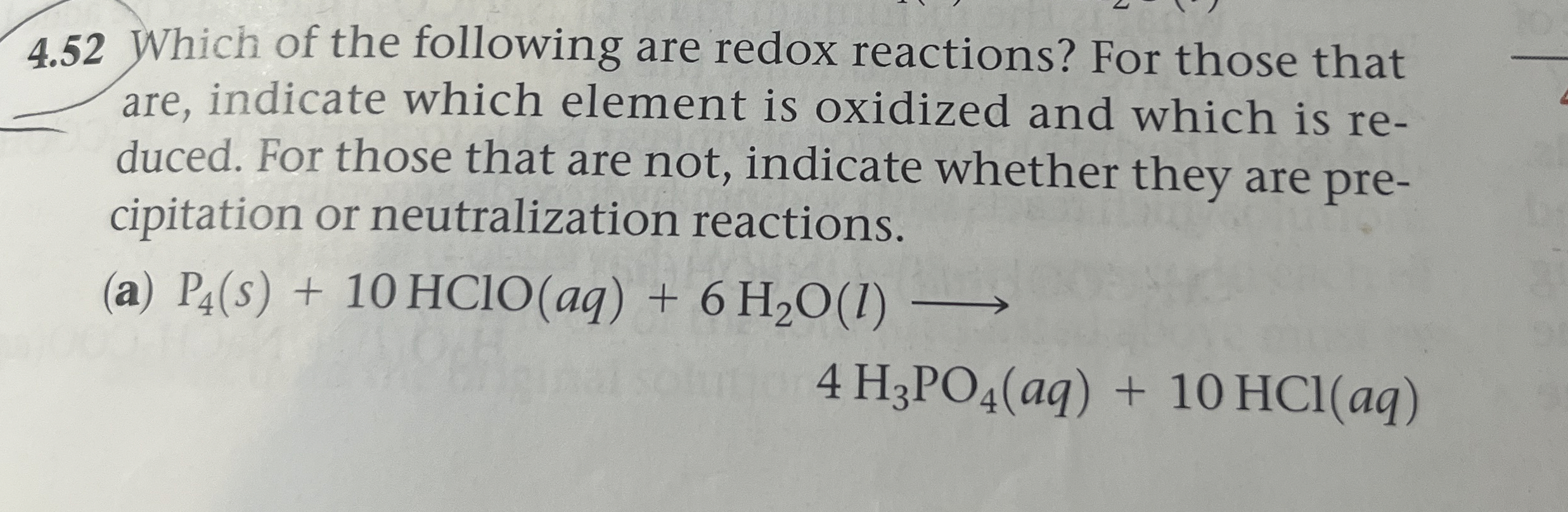 Solved 4.52 ﻿Which of the following are redox reactions? For | Chegg.com