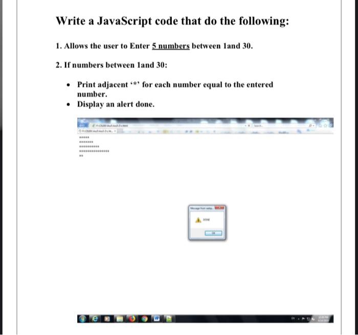 Solved Write a JavaScript code that do the following: 1. | Chegg.com