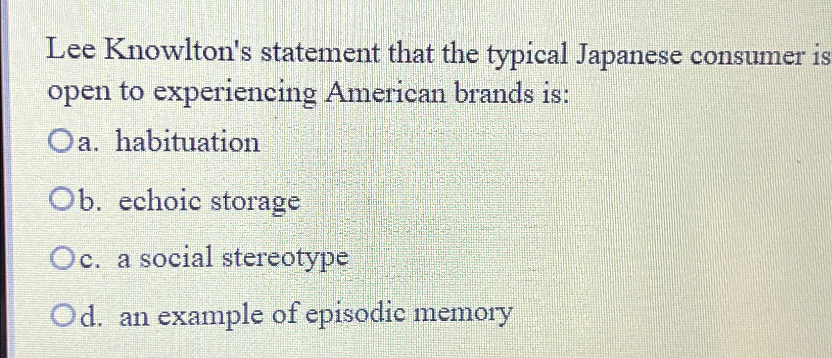 Solved Lee Knowlton's statement that the typical Japanese | Chegg.com