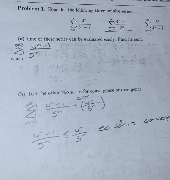 Solved Problem 1. Consider the following three infinite | Chegg.com