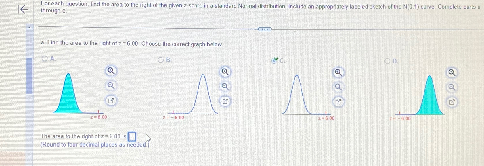 Solved For each question, find the area to the right of the | Chegg.com