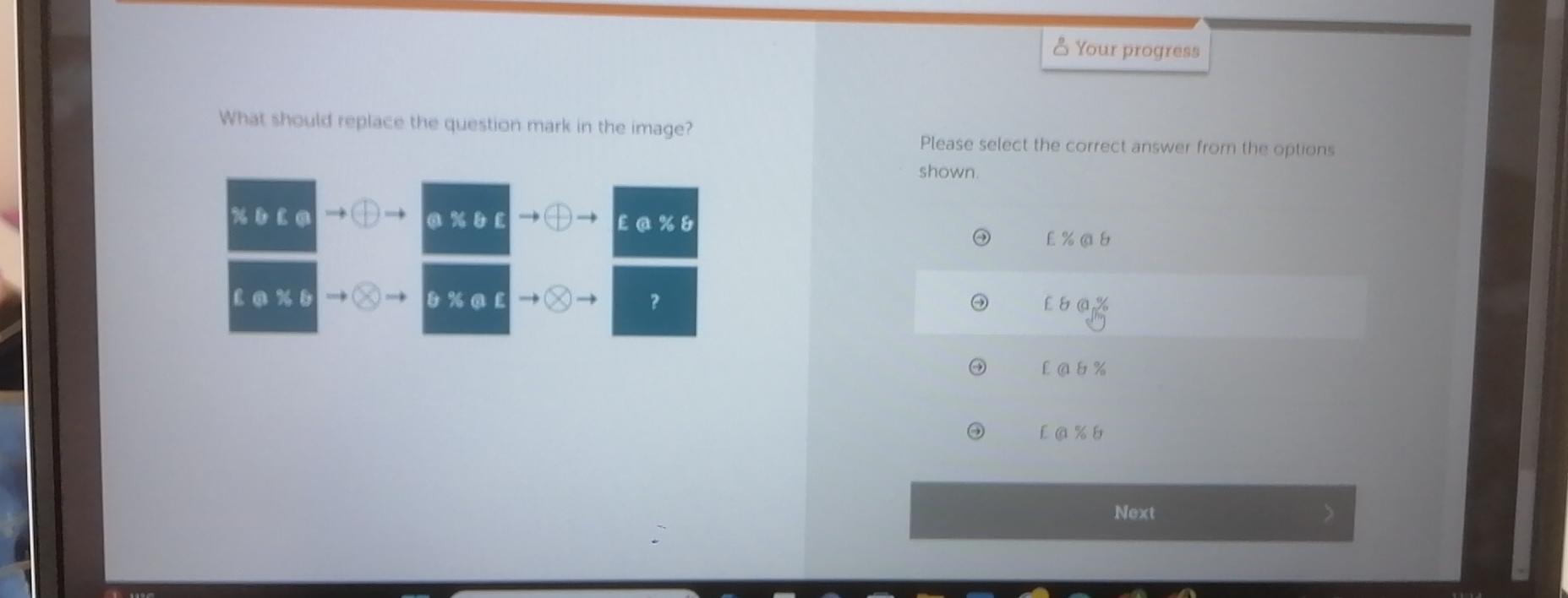 Solved Your progressWhat should replace the question mark in | Chegg.com