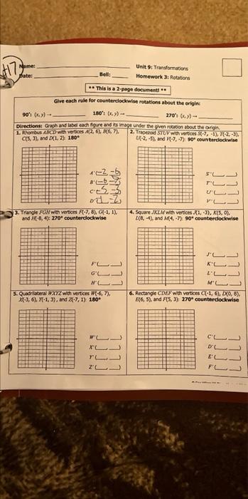 Solved 17 Name Unit 9 Transformations Pater Bell