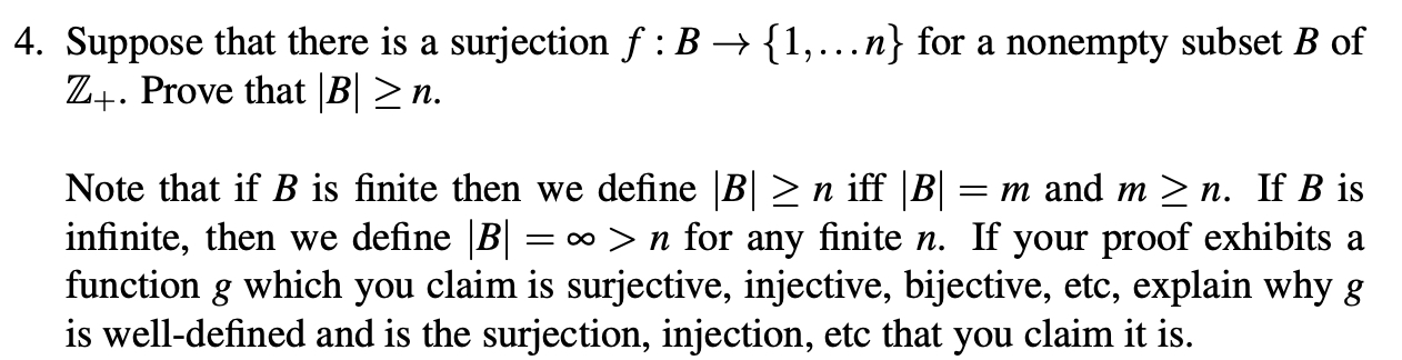 Solved Suppose that there is a surjection f:B→{1,dotsn} ﻿for | Chegg.com