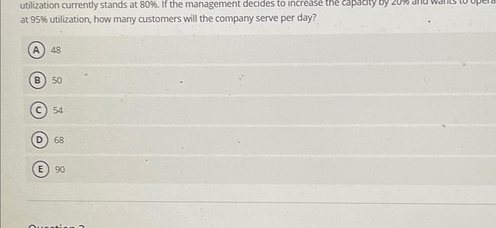 Solved utilization currently stands at 80%. ﻿If the | Chegg.com