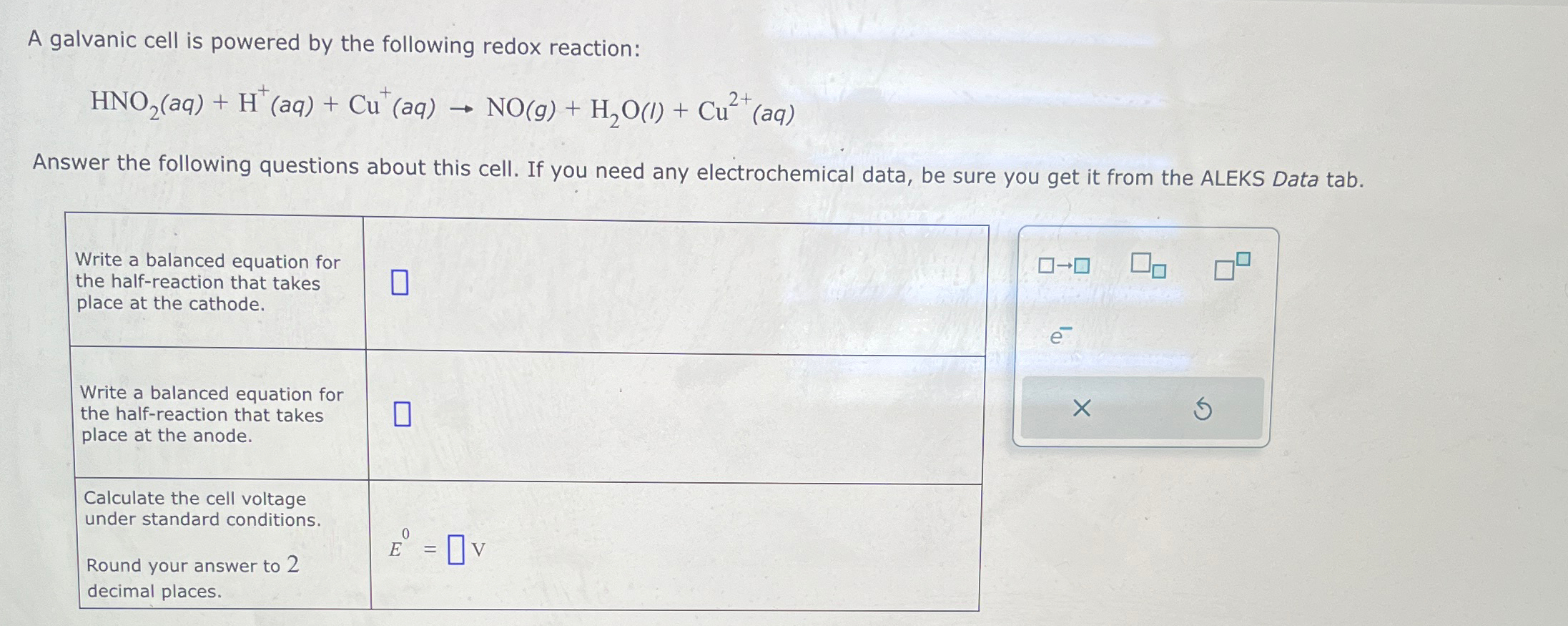 Solved A galvanic cell is powered by the following redox | Chegg.com