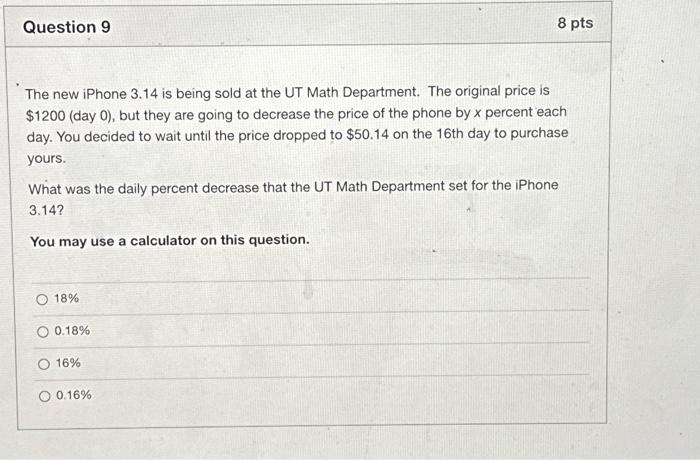 Solved The new iPhone 3.14 is being sold at the UT Math | Chegg.com