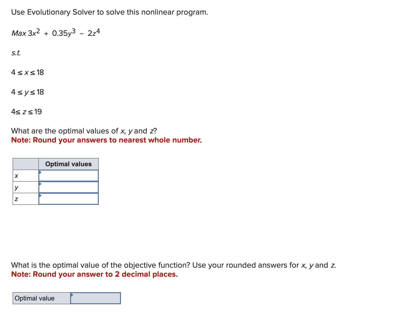 Solved Use Evolutionary Solver to solve this nonlinear | Chegg.com